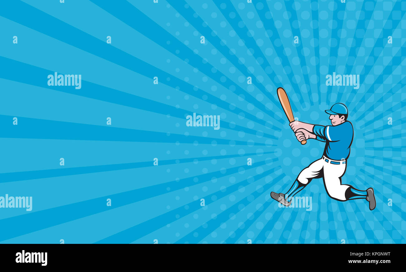 Business card Baseball Player Batter Swinging Bat Isolated Cartoon ...