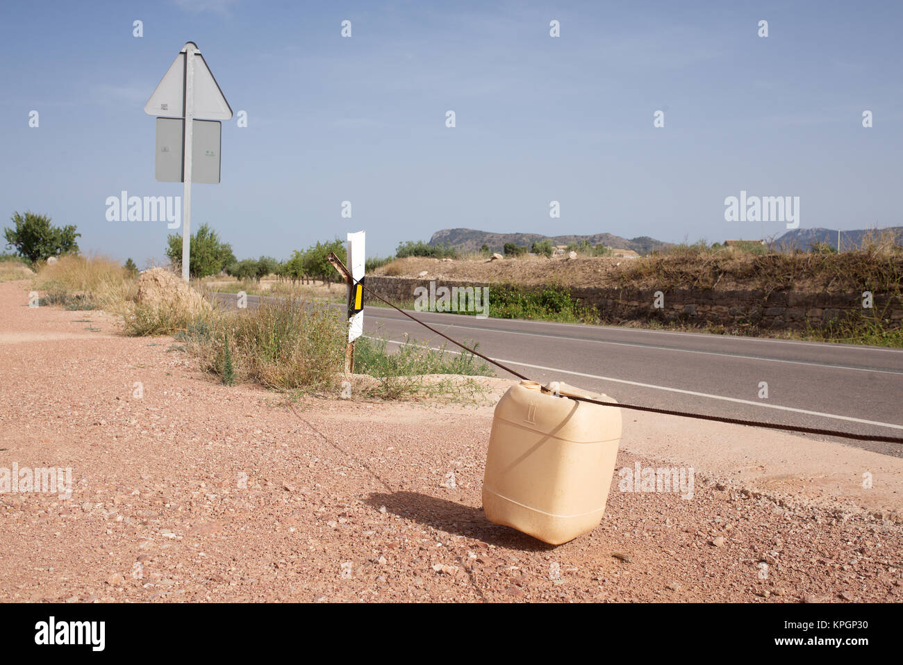 Plastic container as a no entry sign Stock Photo - Alamy