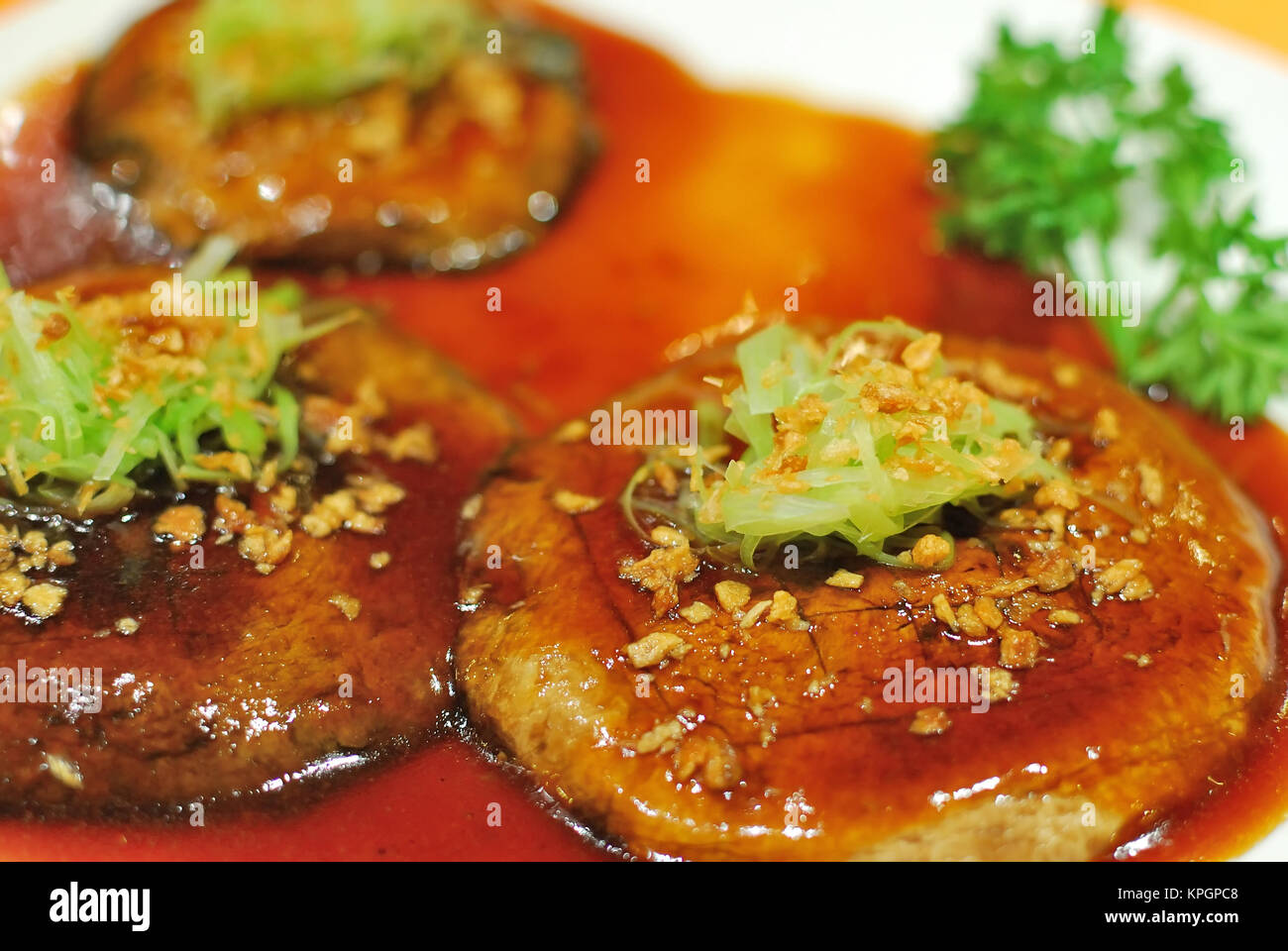 Sumptuous looking Chinese vegetarian cuisine made from portabello ...