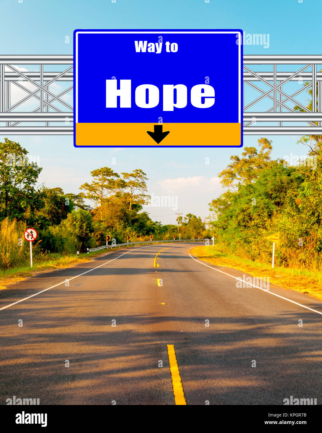 Road Sign concept Country Road and landscape Stock Photo - Alamy