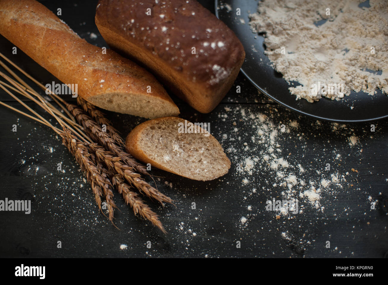 Bread composition with wheats Stock Photo - Alamy