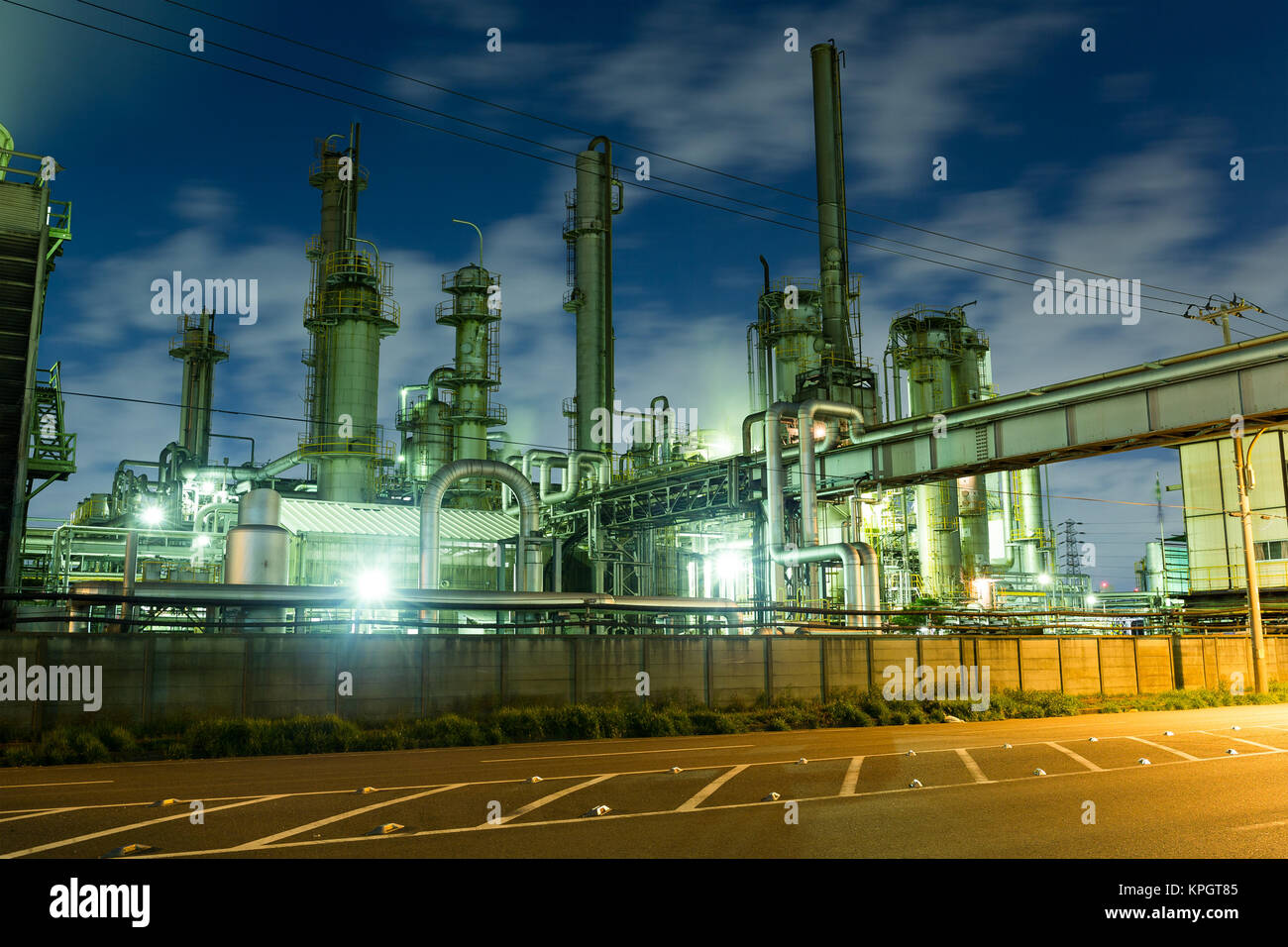 Industry factory at night Stock Photo - Alamy