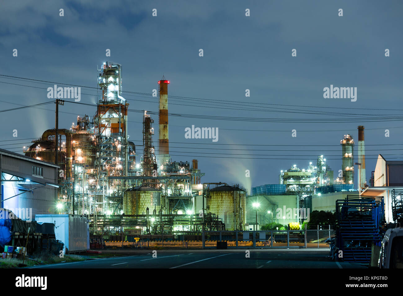 Industrial night view Stock Photo - Alamy