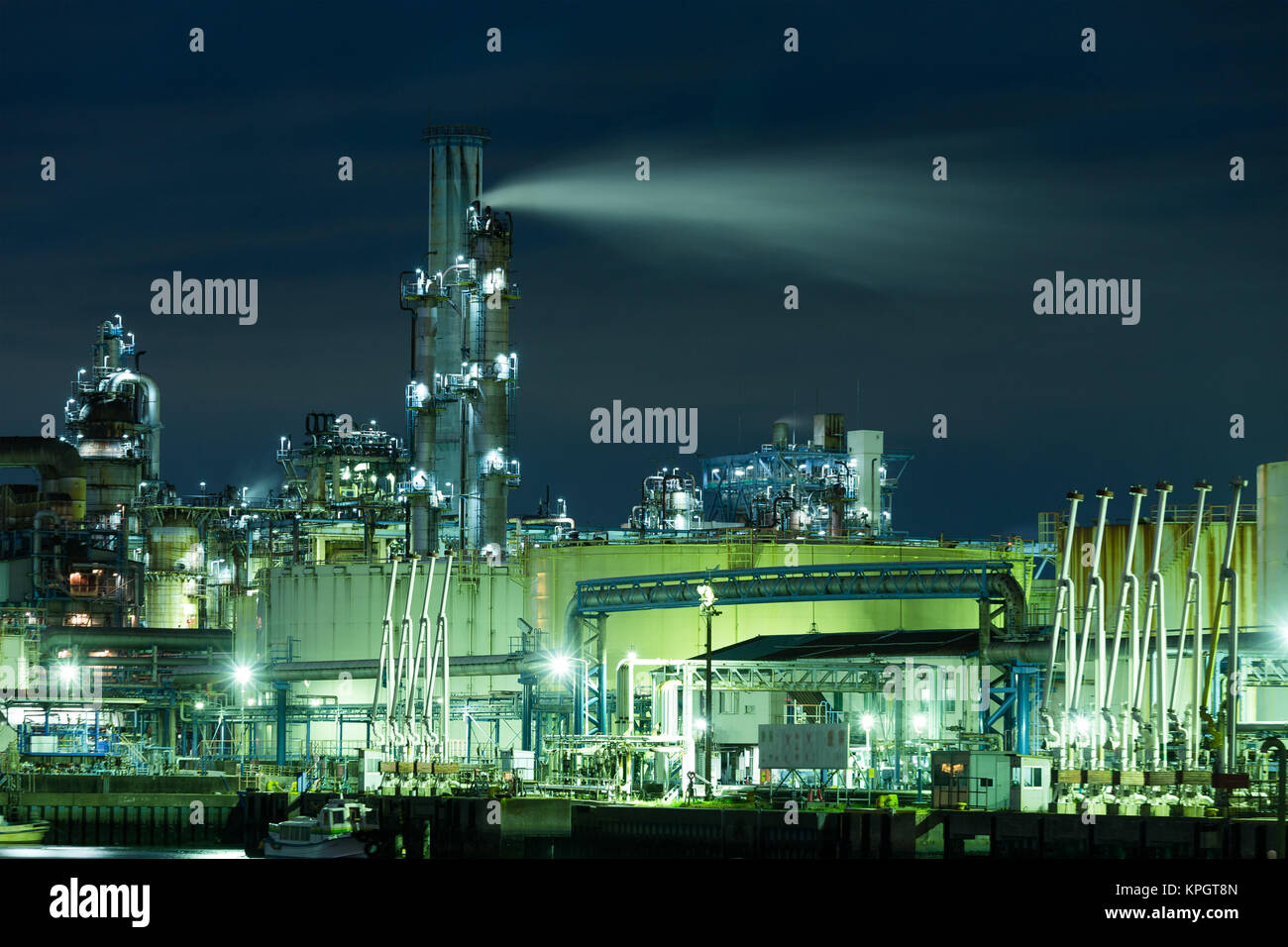 Industrial Factory at night Stock Photo - Alamy