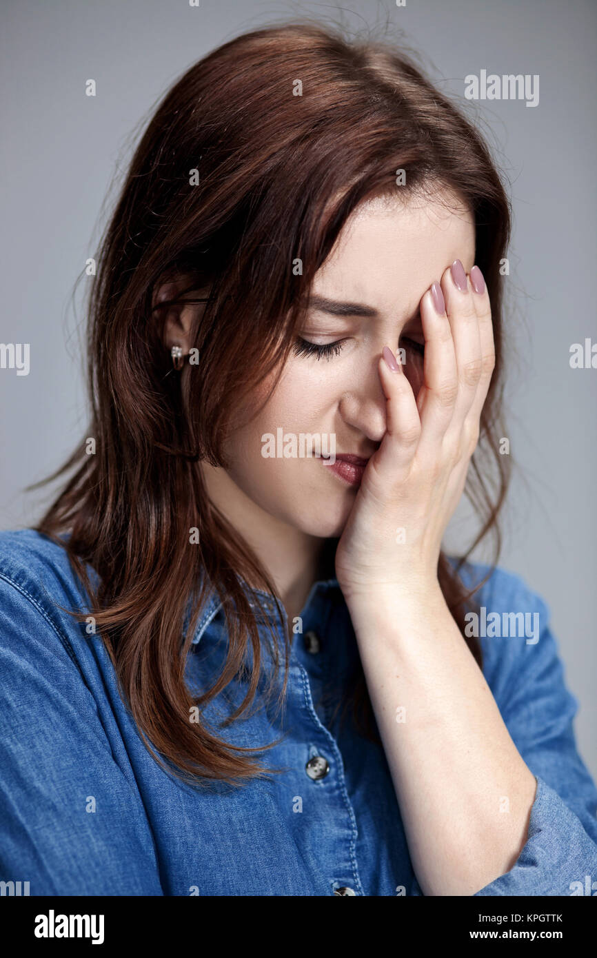 The portrait of a beautiful sad girl closeup Stock Photo - Alamy