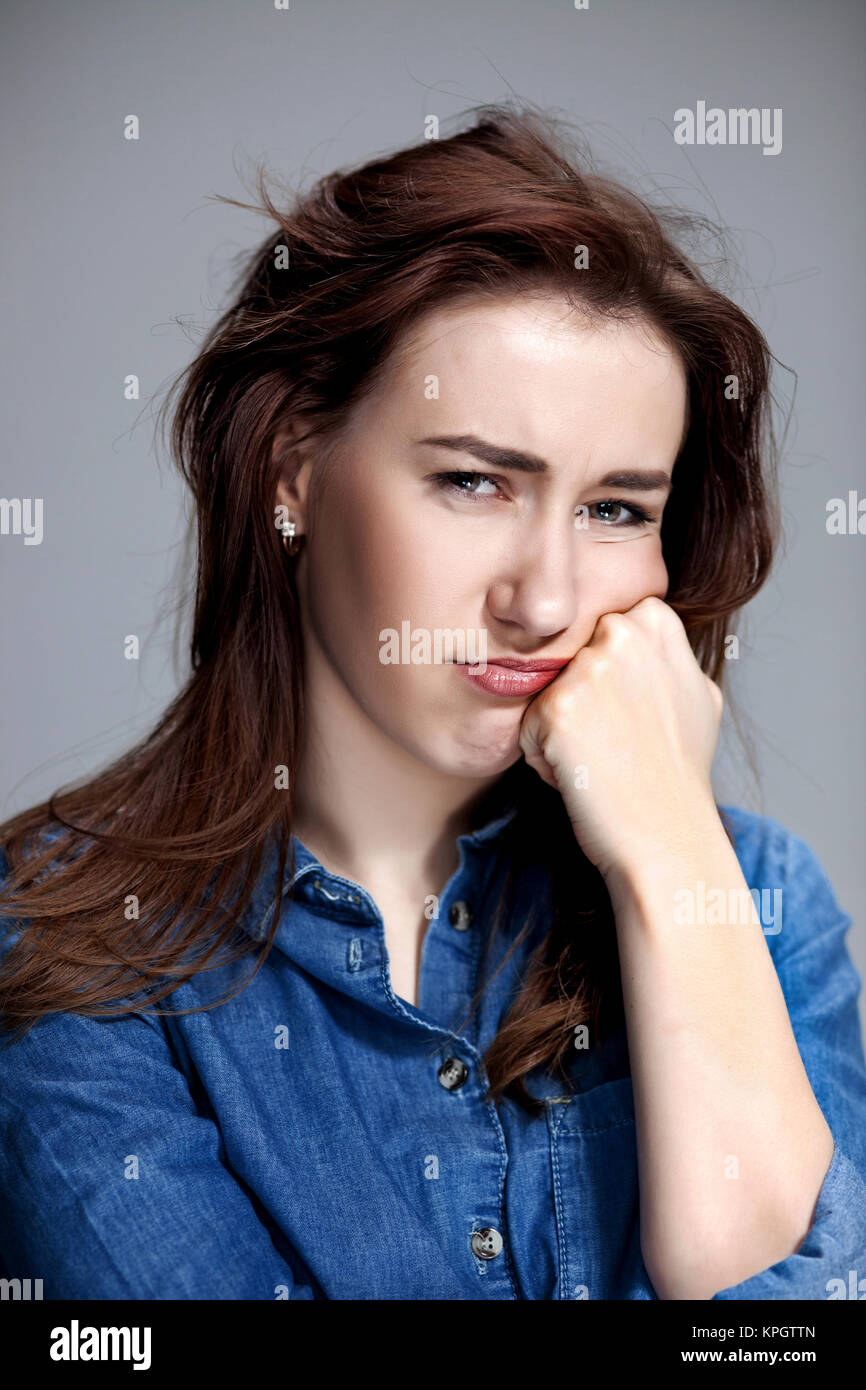 The portrait of a beautiful sad girl closeup Stock Photo - Alamy