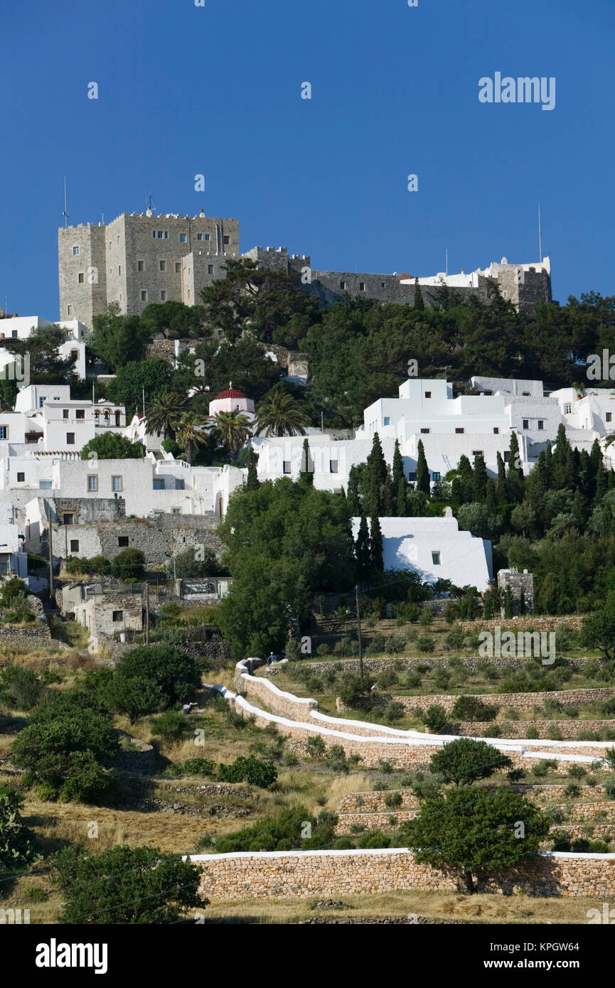GREECE, Dodecanese Islands, PATMOS, Hora: Hillside Town View and ...