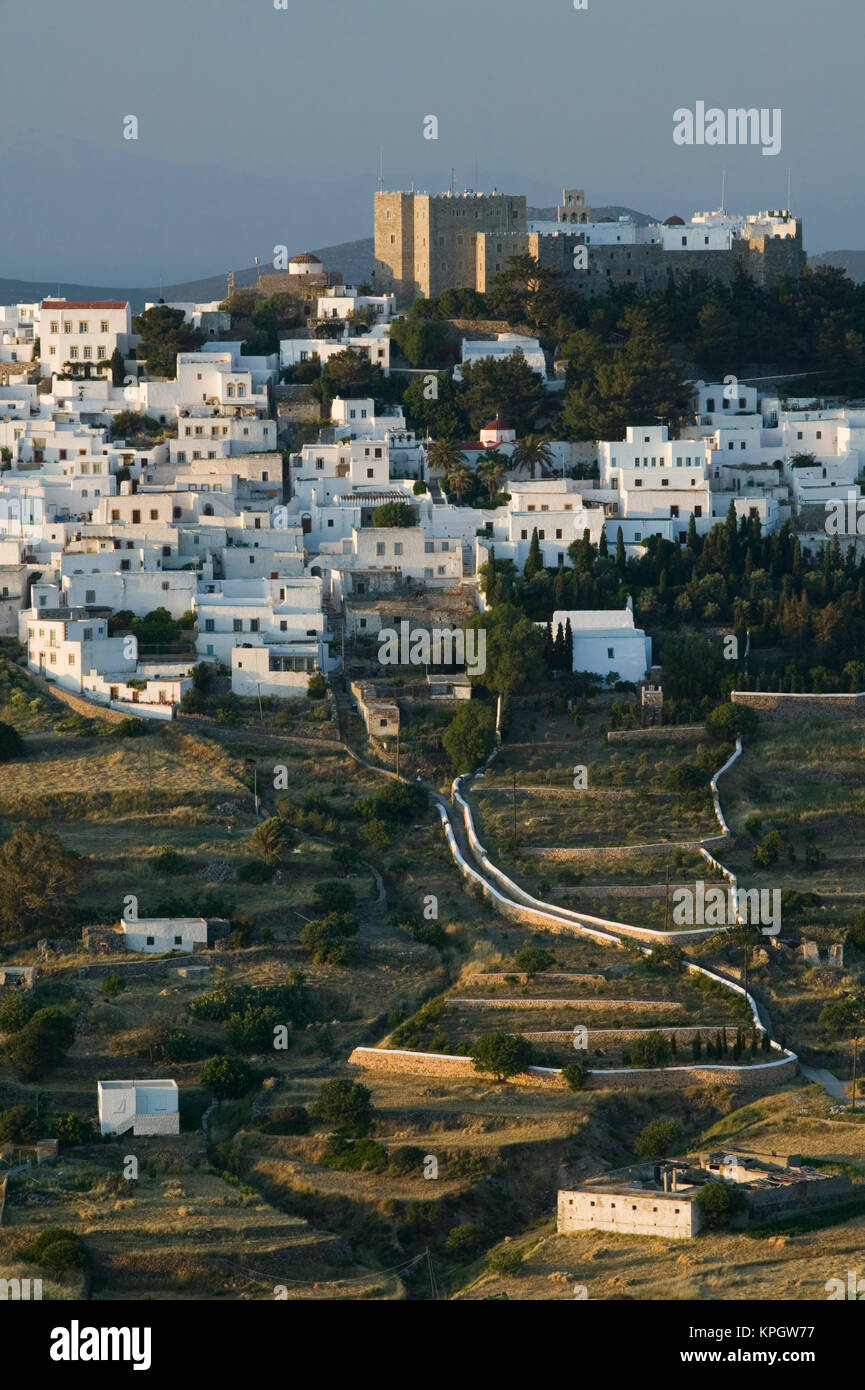 GREECE, Dodecanese Islands, PATMOS, Hora: Hillside Town View and ...