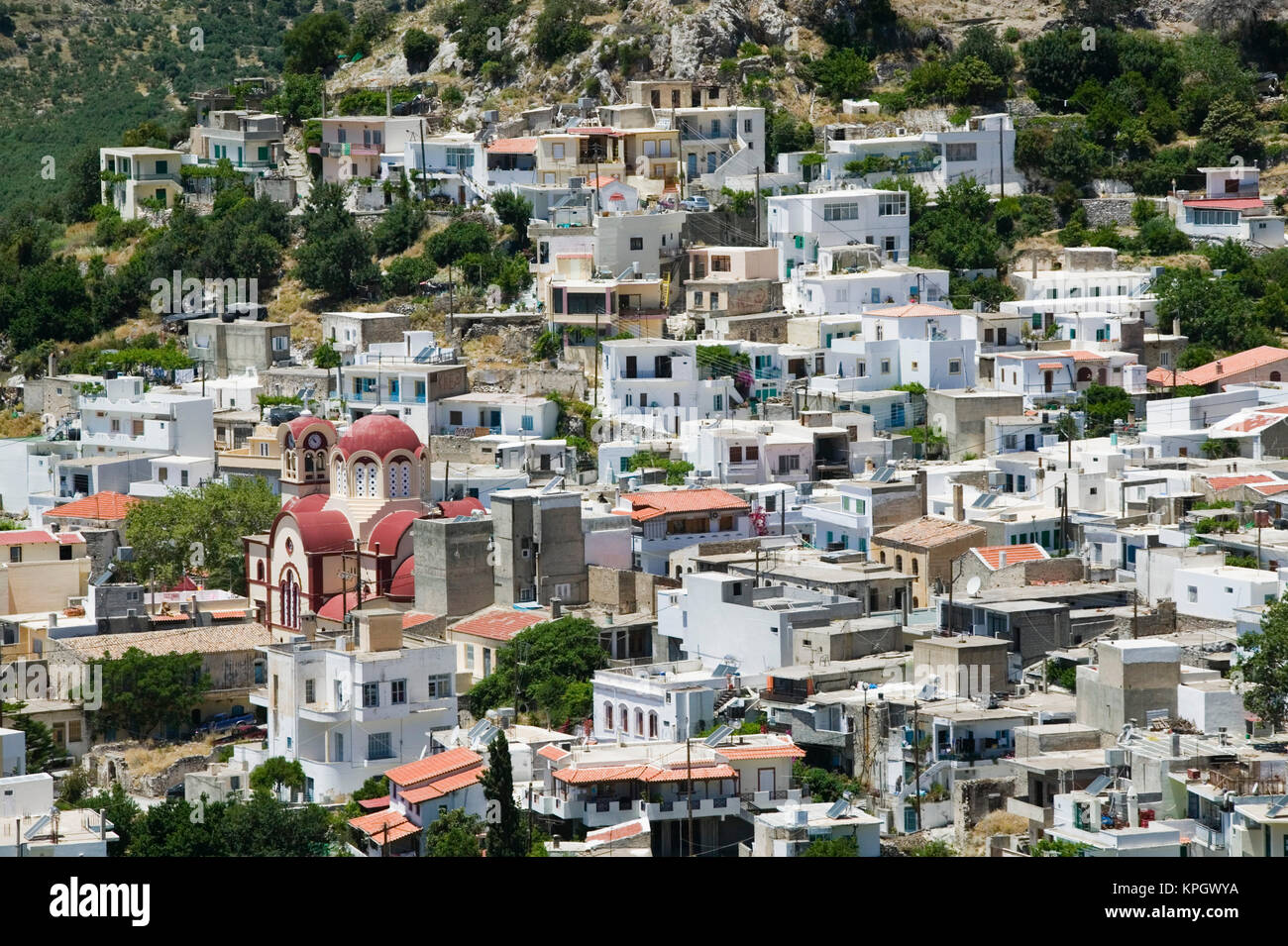 GREECE, CRETE, Iraklio Province, Ano Vianos: Mountain Town View Stock ...