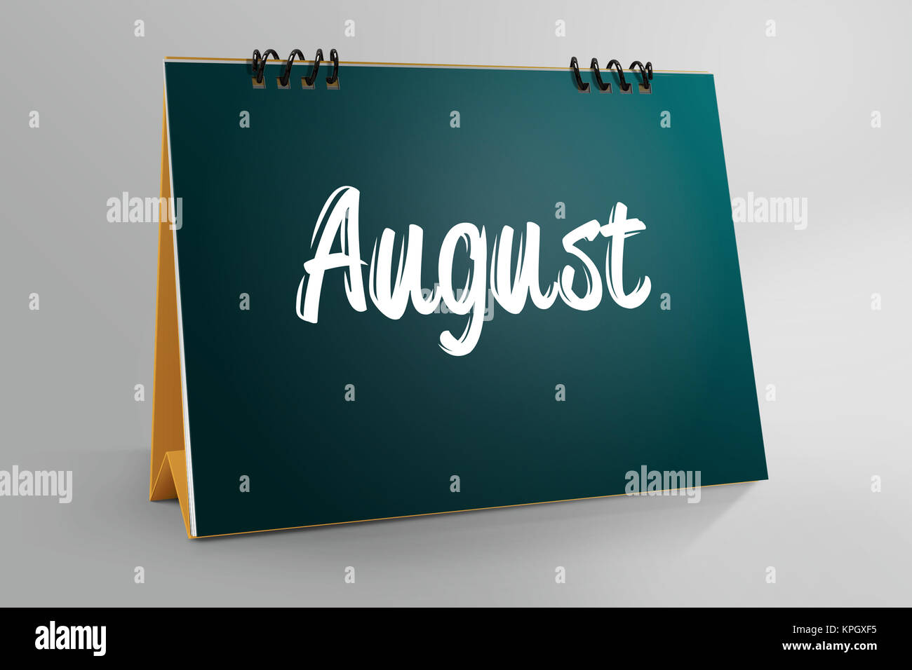 3D Illustration , August Written in Desktop Calendar Mock up Stock ...