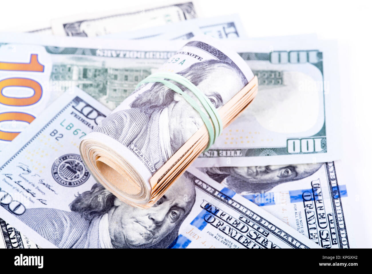 pictures of dollar banknotes on a white background Stock Photo - Alamy