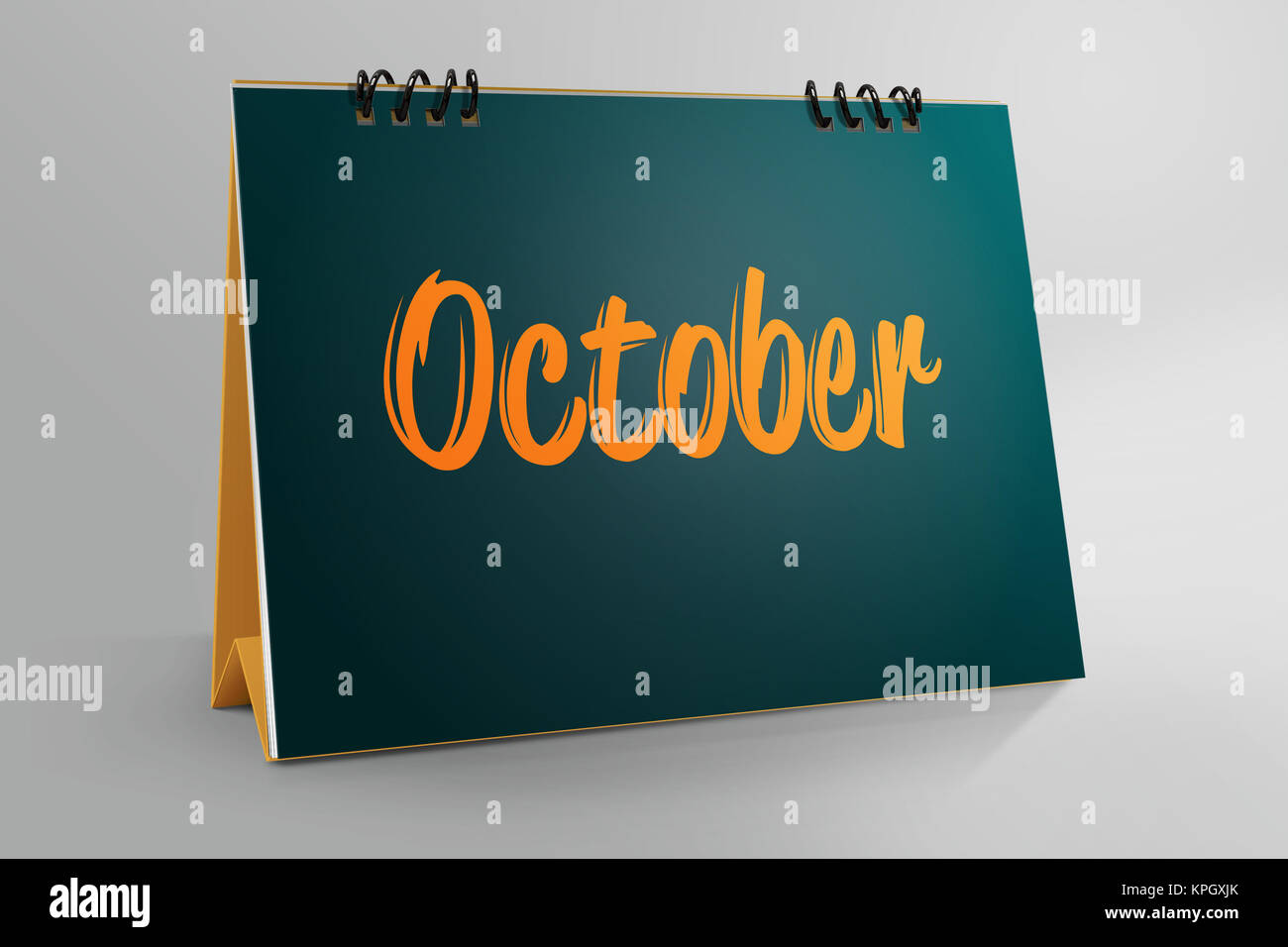 3D Illustration , October Written in Desktop Calendar Mock up Stock ...