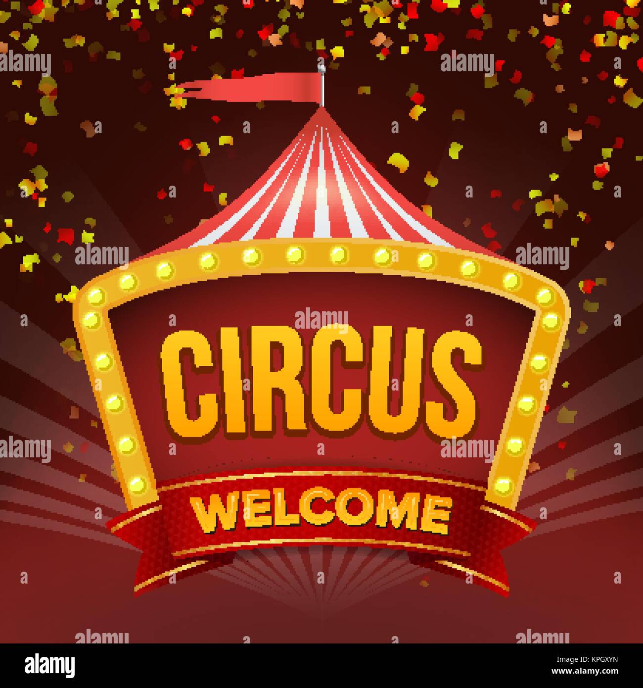Circus Sign Vector. Retro Invitation Event. Flat Illustration Stock ...