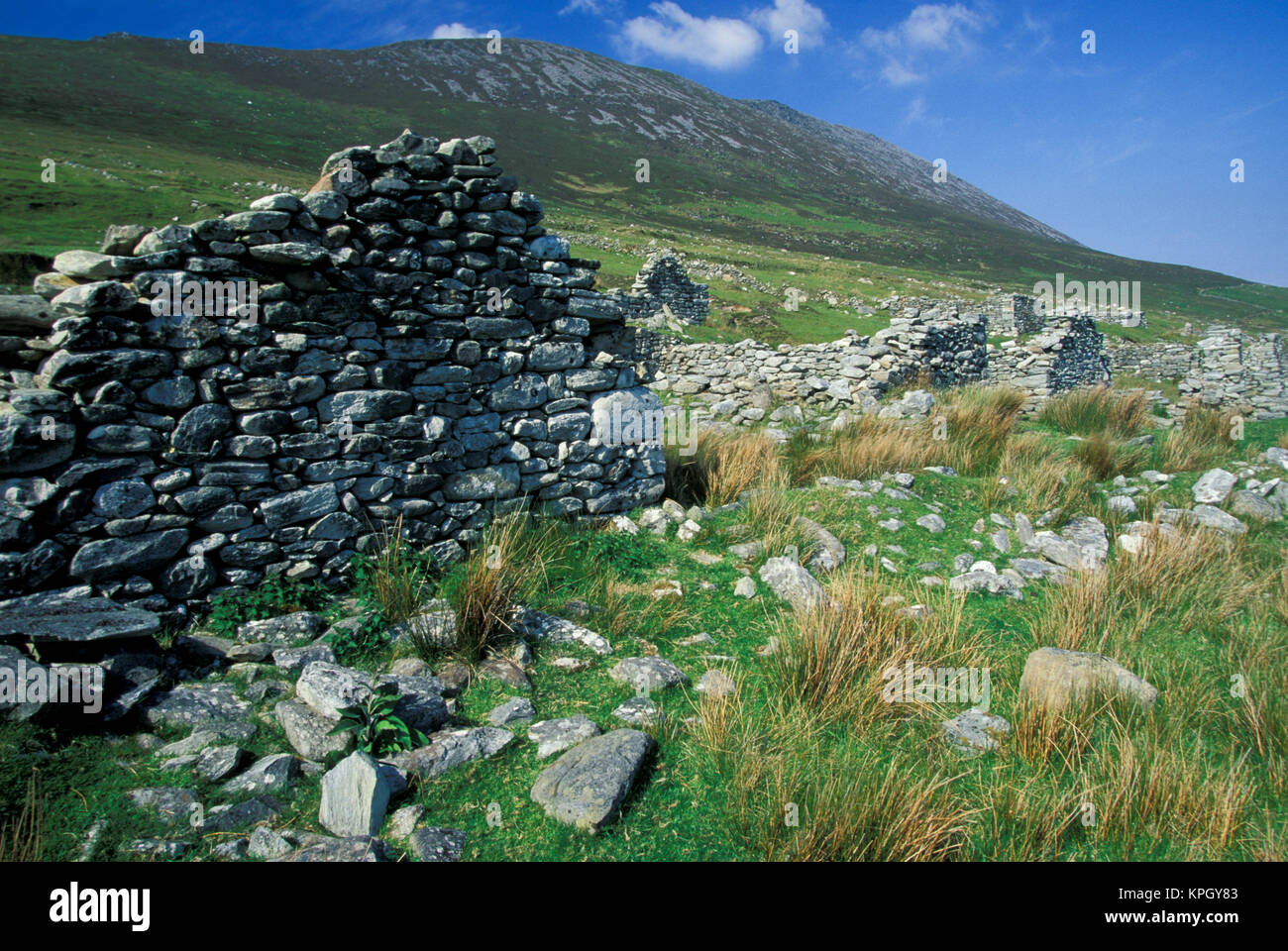 Ireland, County Mayo, Achill Island. Ancient Village Stock Photo - Alamy