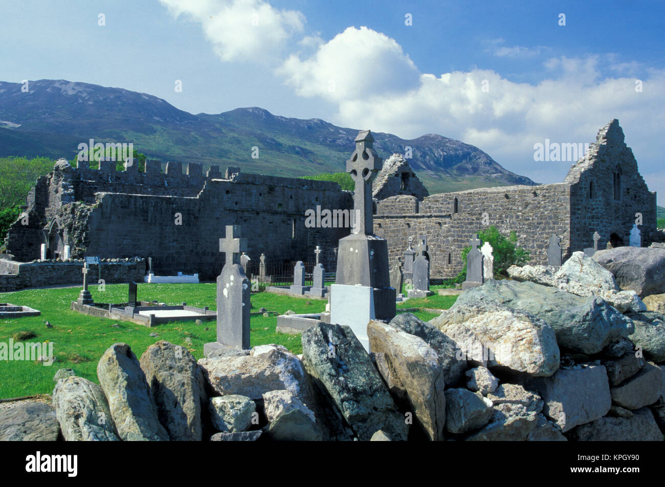 Ireland, County Mayo. Murrisk Abbey and Croagh Patrick Stock Photo - Alamy