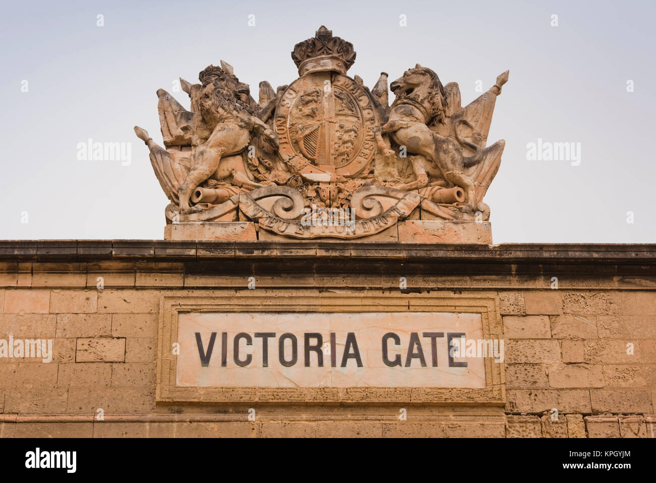 Malta, Valletta, sign for Victoria Gate Stock Photo - Alamy