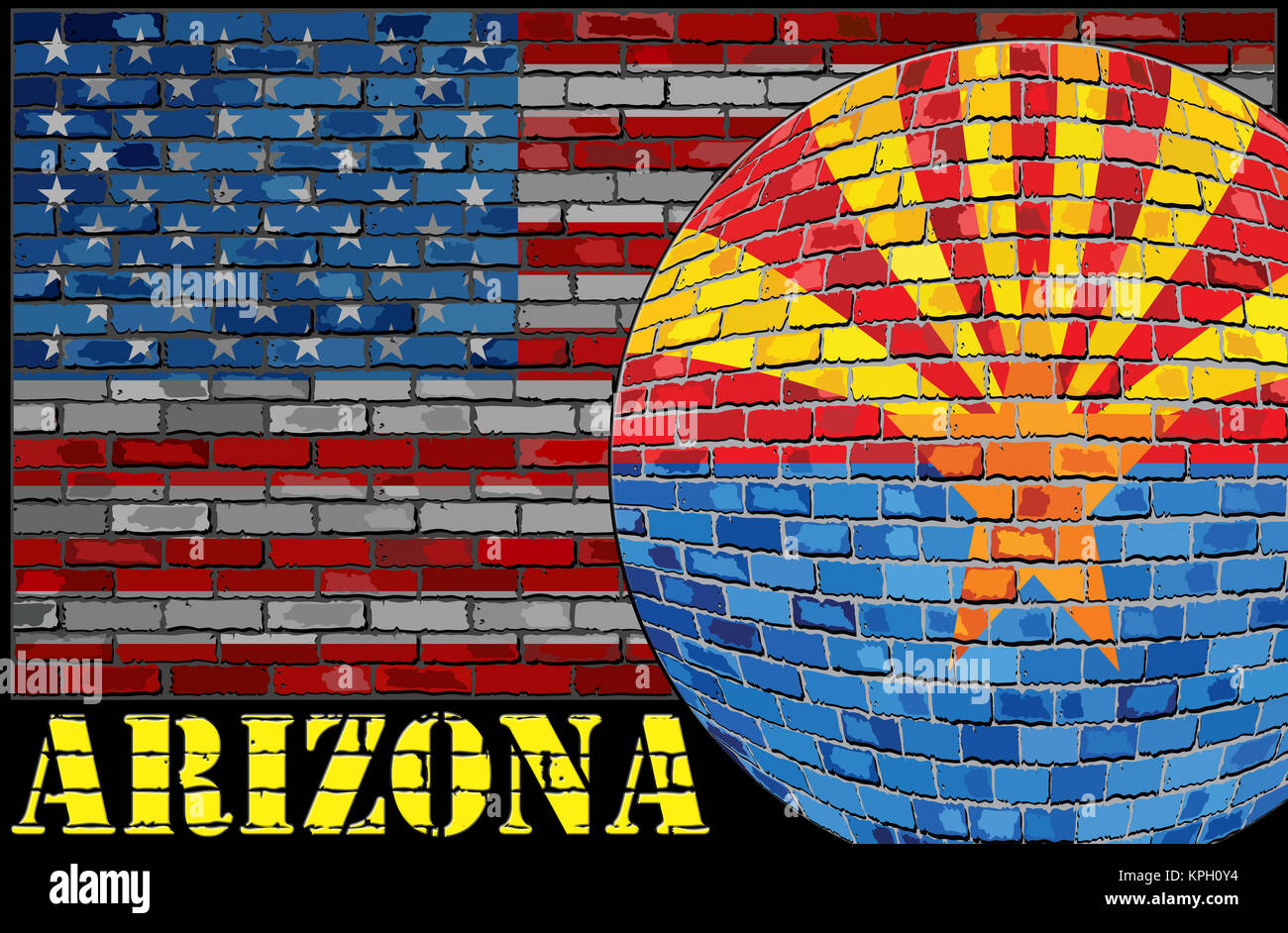 Arizona flag on the USA flag background - Illustration, Ball with ...