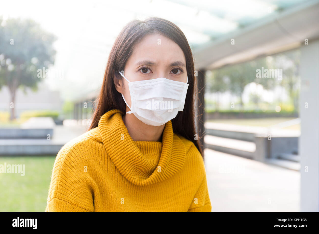 Woman wearing mask for protection Stock Photo - Alamy