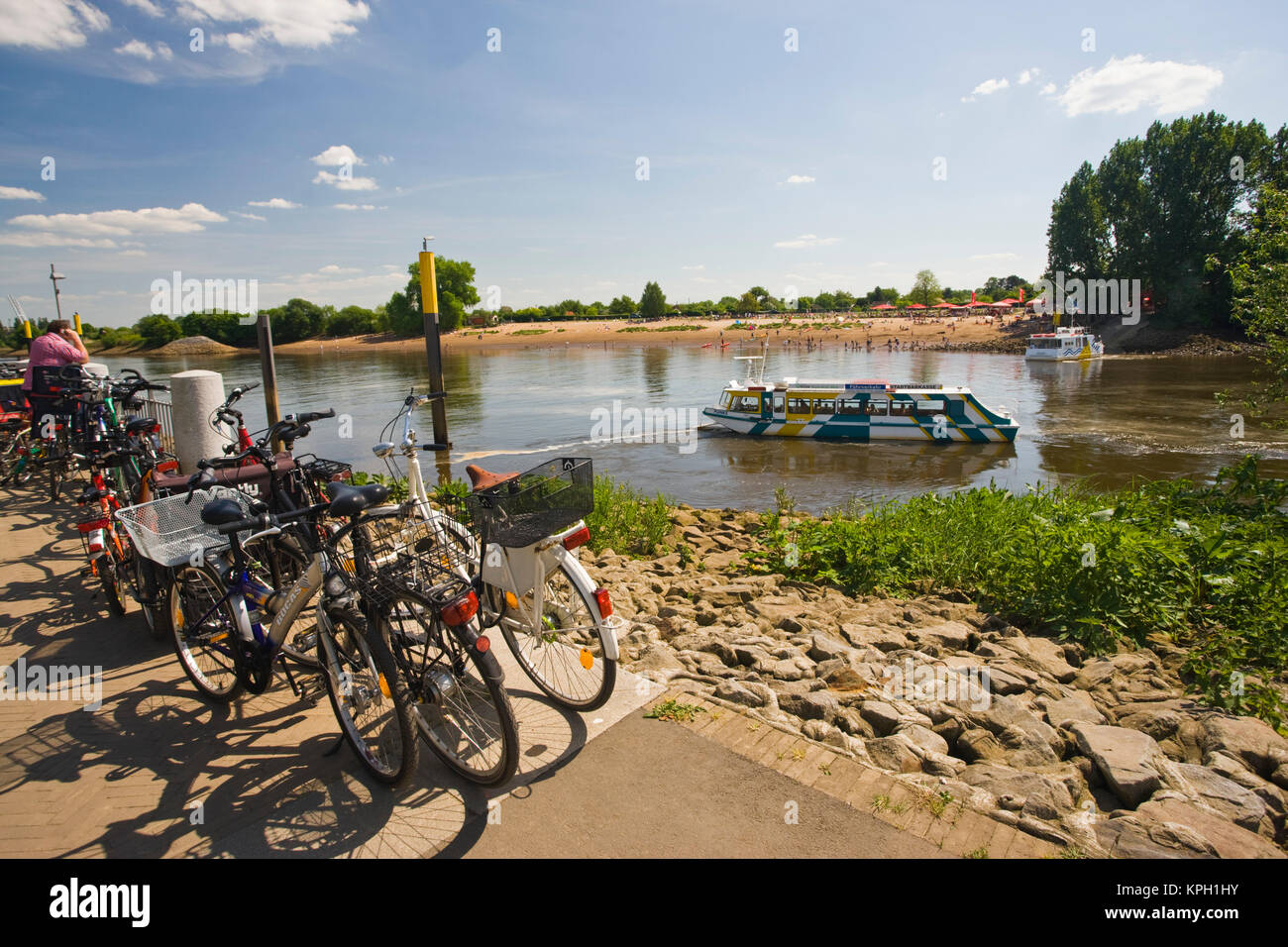 Germany, State of Bremen, Bremen, Badestrand. Beach on the Weser River ...