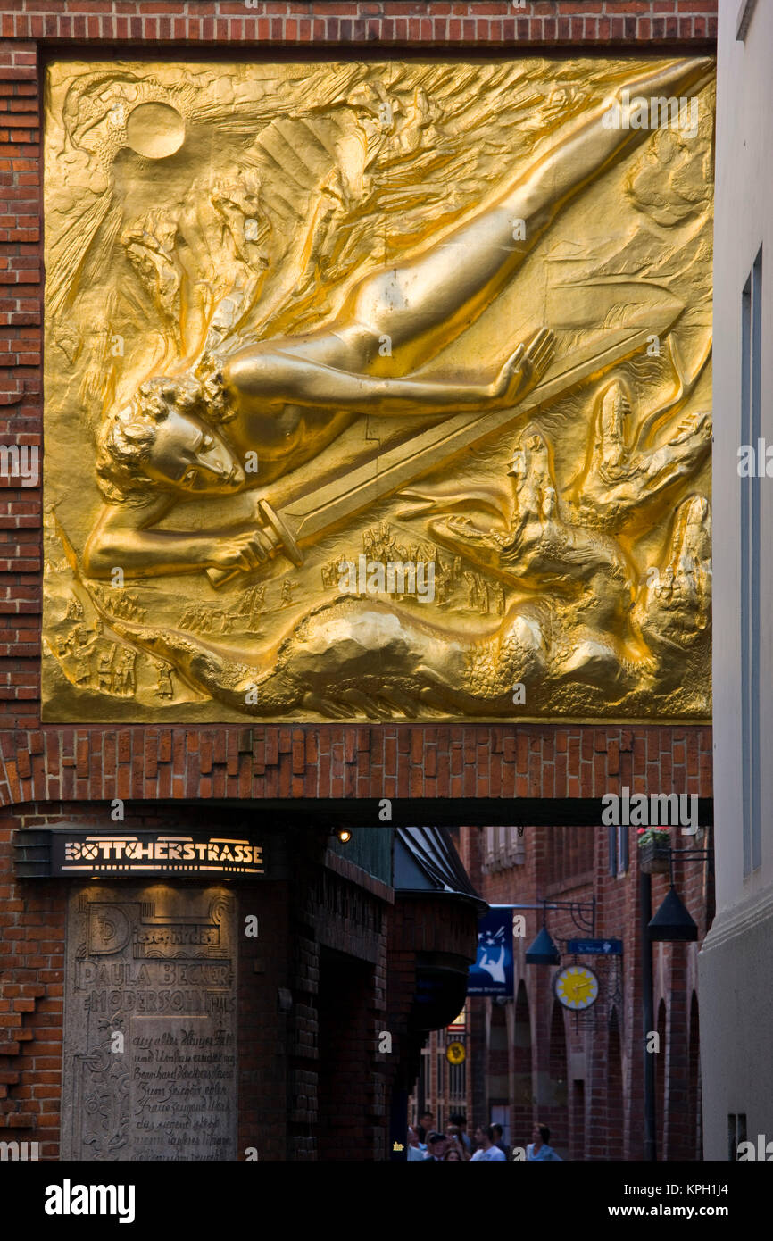 Germany, State of Bremen, Bremen. Bottcherstrasse entranceway detail ...