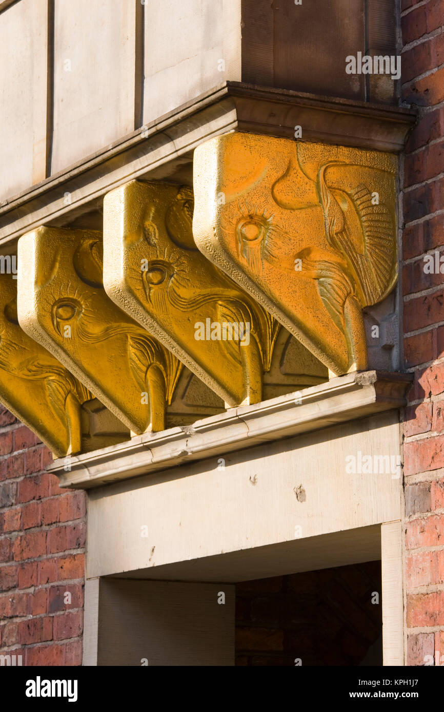 Germany, State of Bremen, Bremen. Bottcherstrasse entranceway detail ...