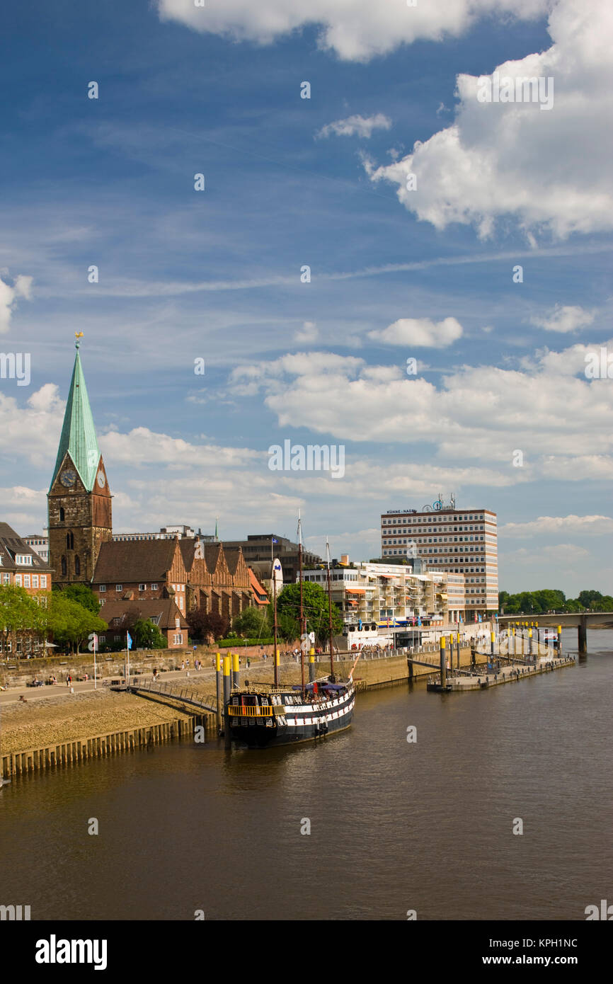 Germany, State of Bremen, Bremen. Weser River waterfront Stock Photo ...