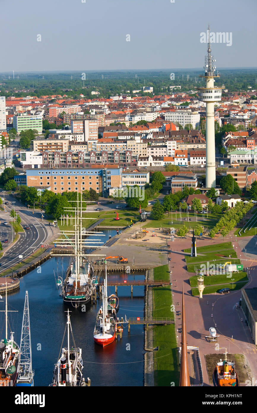 Germany, State of Bremen, Bremerhaven. Harbor view from Atlantic Sail ...
