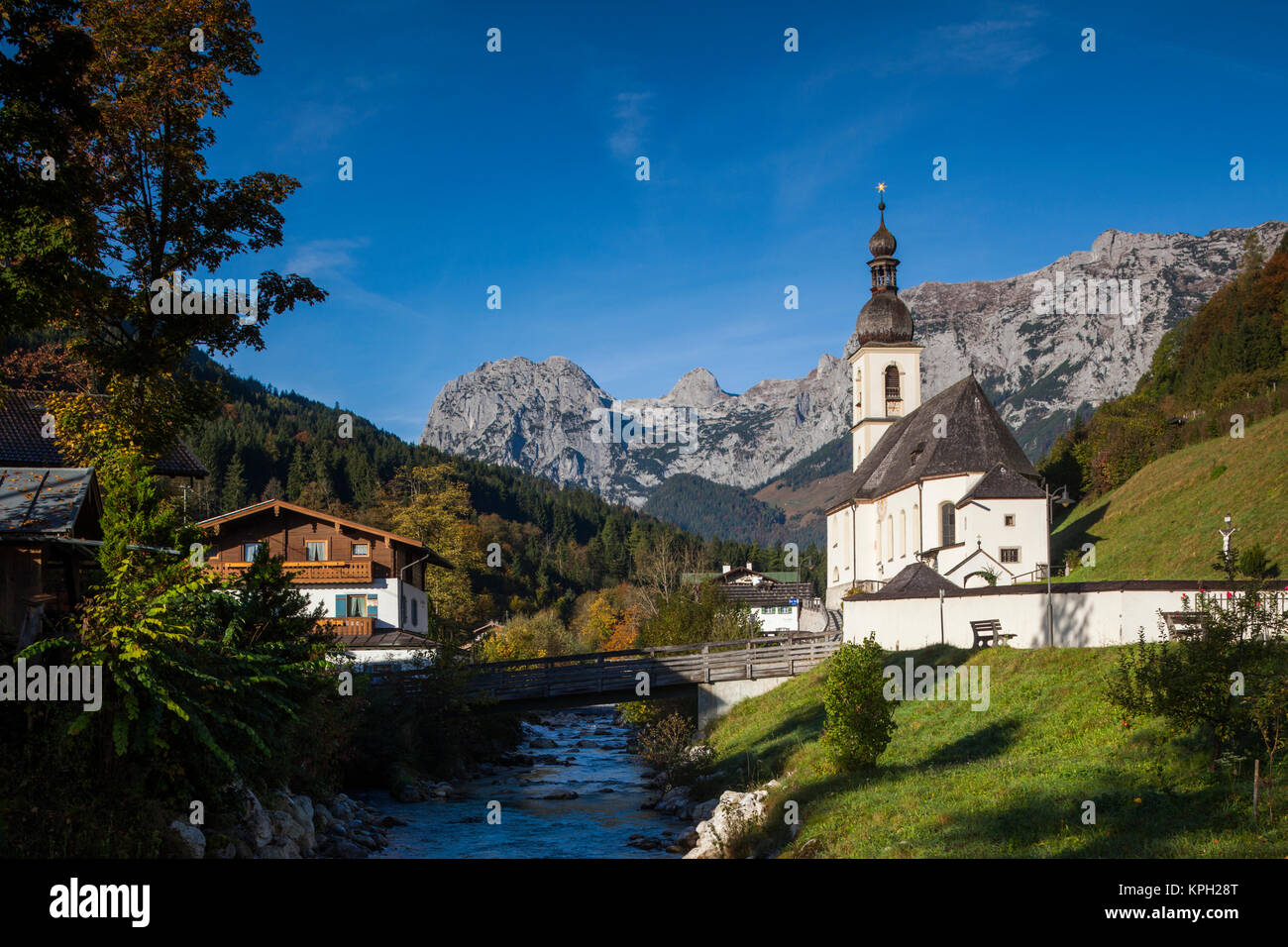 Germany, Bavaria, Ramsau, Ramsau church, fall Stock Photo - Alamy