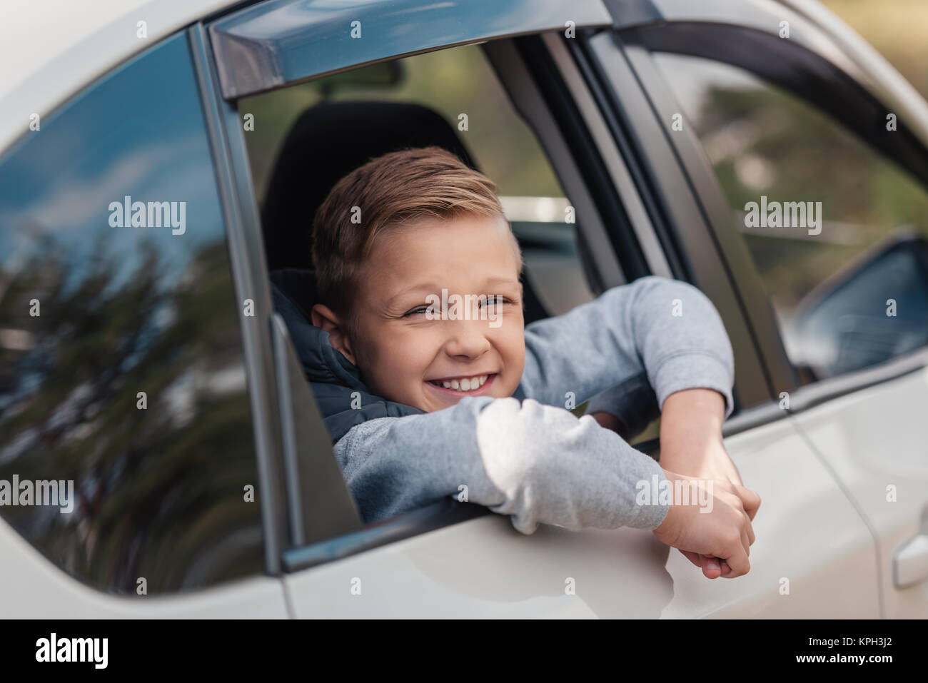 boy in car Stock Photo - Alamy