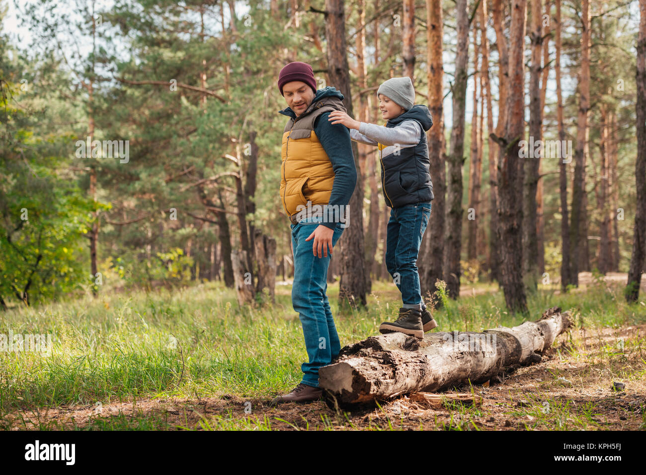 father and son in forest Stock Photo - Alamy