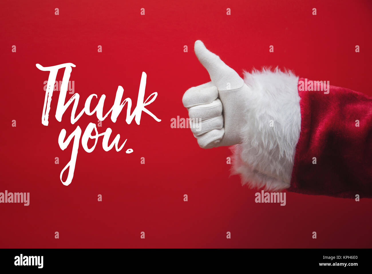 Santa Claus hand thumbs up with a festive message Stock Photo - Alamy