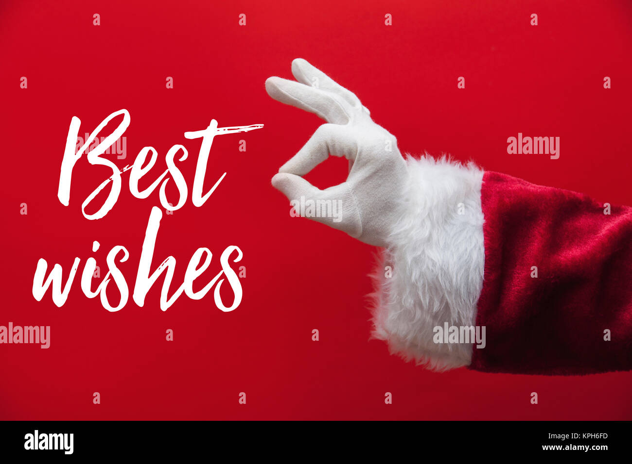 Santa Claus hand okay gesture with a festive message Stock Photo - Alamy