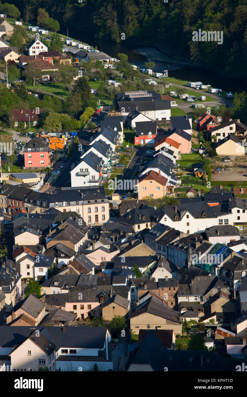 Luxembourg, Vianden. Vianden town view from hillside chairlift Stock ...