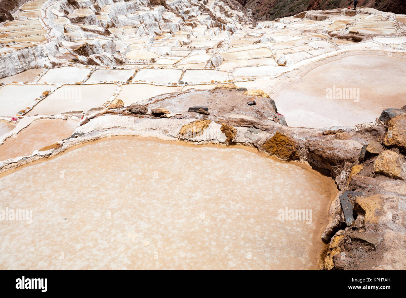 The salt evaporation pond at Maras (Salinas de Maras) near Cusco, Peru ...