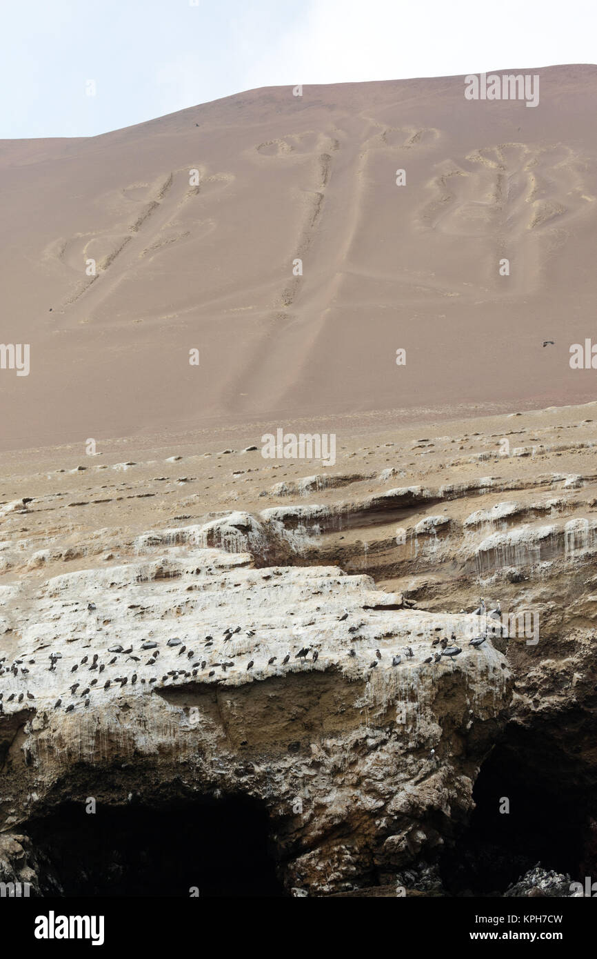 Ancient large-scale geoglyph Candelabrum figure in Paracas national ...