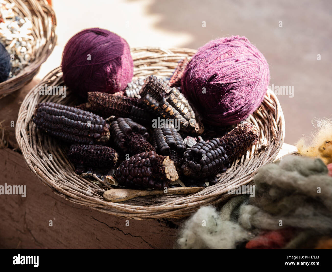 purple corn used as a dye for wool in Peru Stock Photo - Alamy