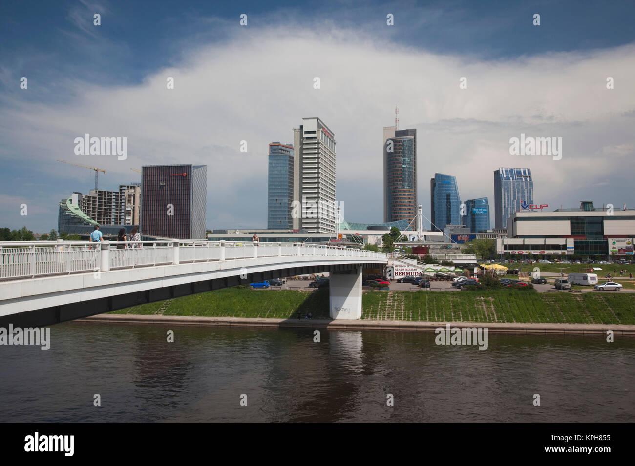 Lithuania, Vilnius, modern buildings of the Snipiskes area by the Neris ...