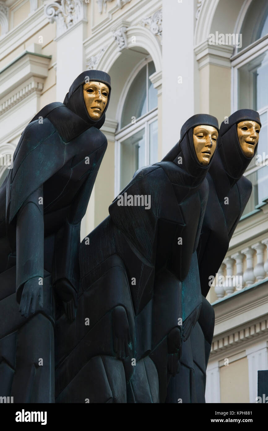 Lithuania, Vilnius, Three Muses sculpture atop Lithuanian National ...