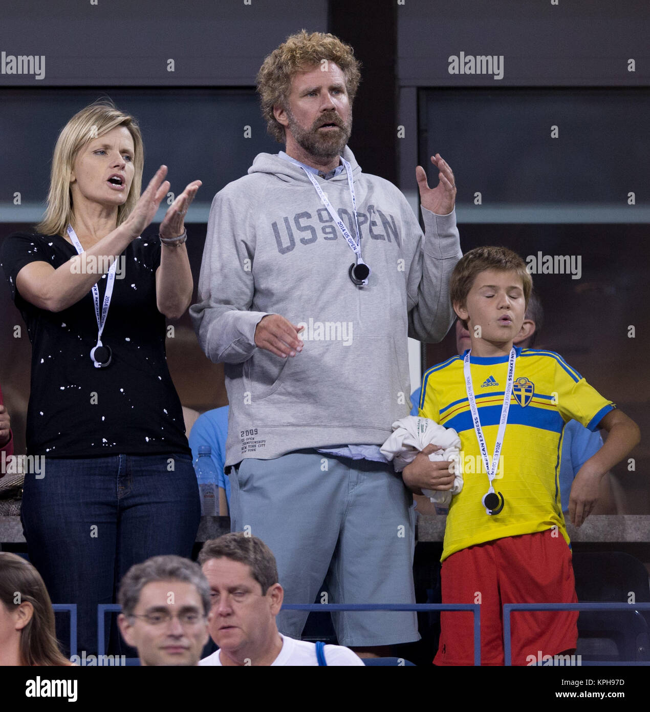 FLUSHING NY- AUGUST 29: Will Ferrell, Viveca Paulin, Magnus Ferrell ...