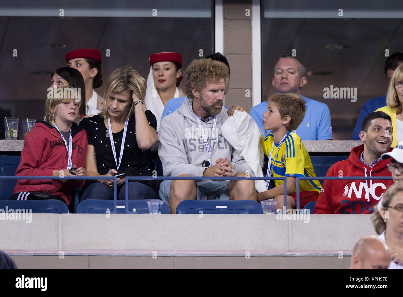 FLUSHING NY- AUGUST 29: Will Ferrell, Viveca Paulin, Magnus Ferrell ...