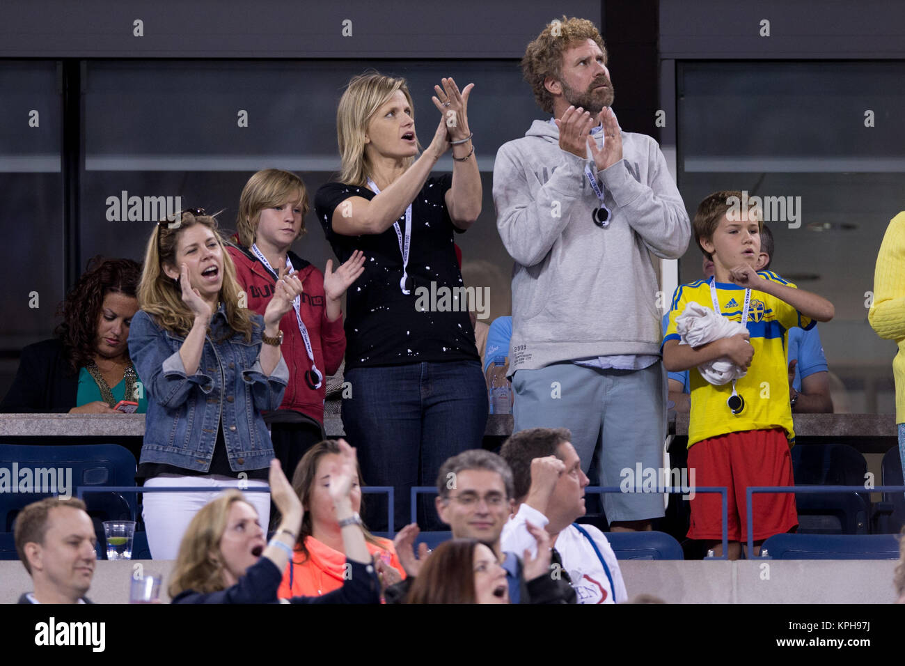 FLUSHING NY- AUGUST 29: Will Ferrell, Viveca Paulin, Magnus Ferrell ...