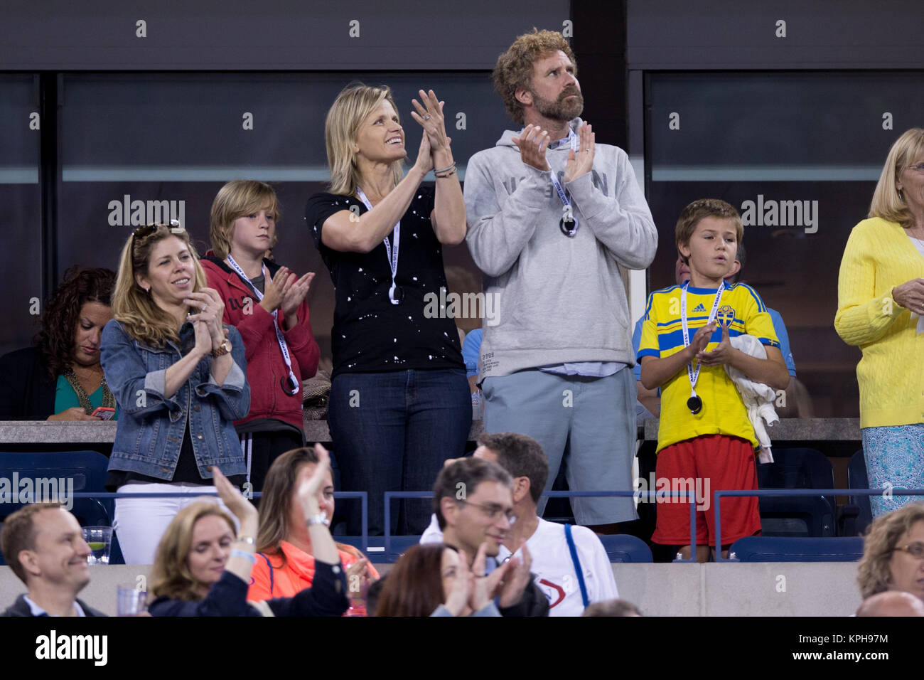 FLUSHING NY- AUGUST 29: Will Ferrell, Viveca Paulin, Magnus Ferrell ...