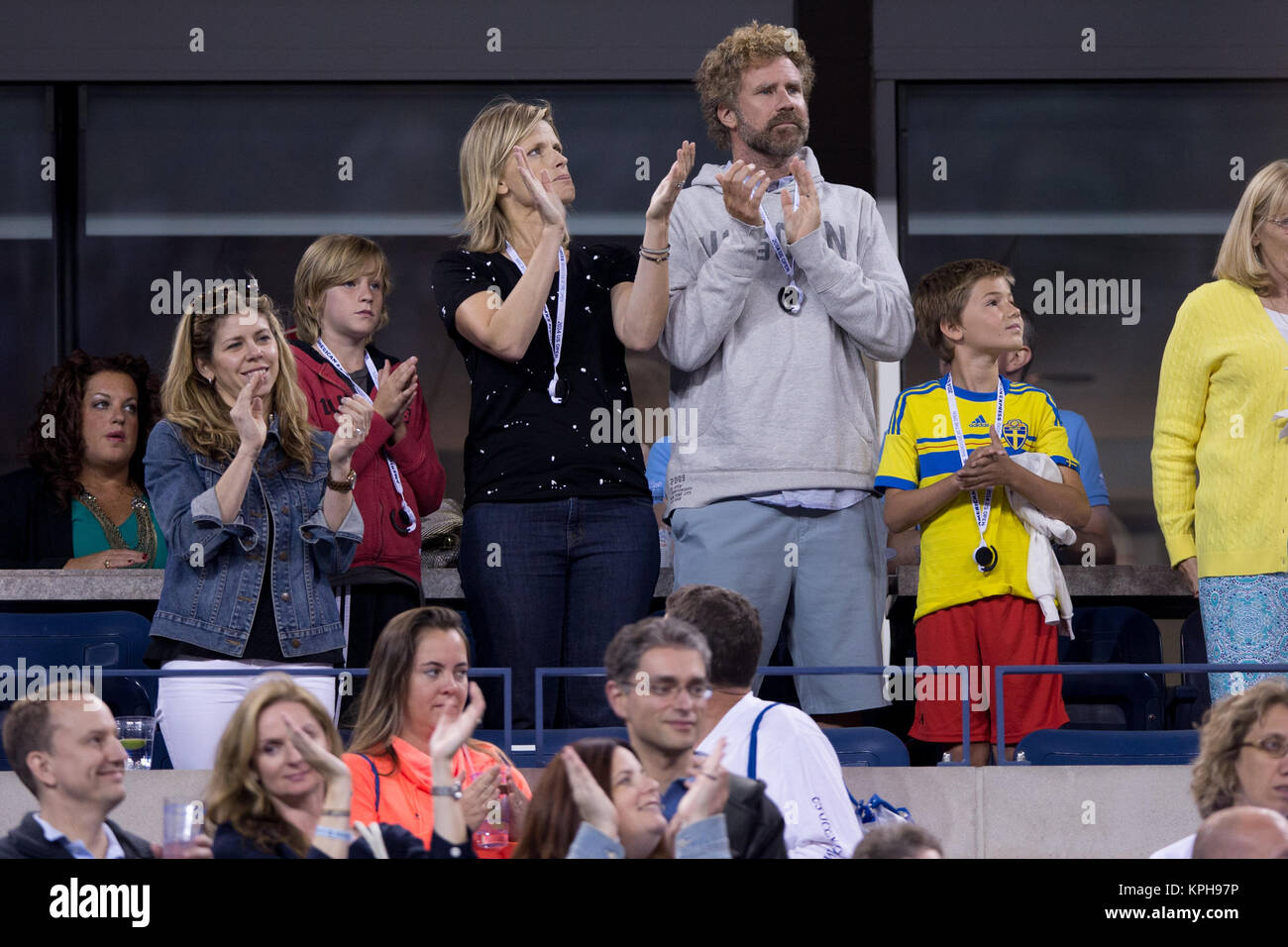 FLUSHING NY- AUGUST 29: Will Ferrell, Viveca Paulin, Magnus Ferrell ...