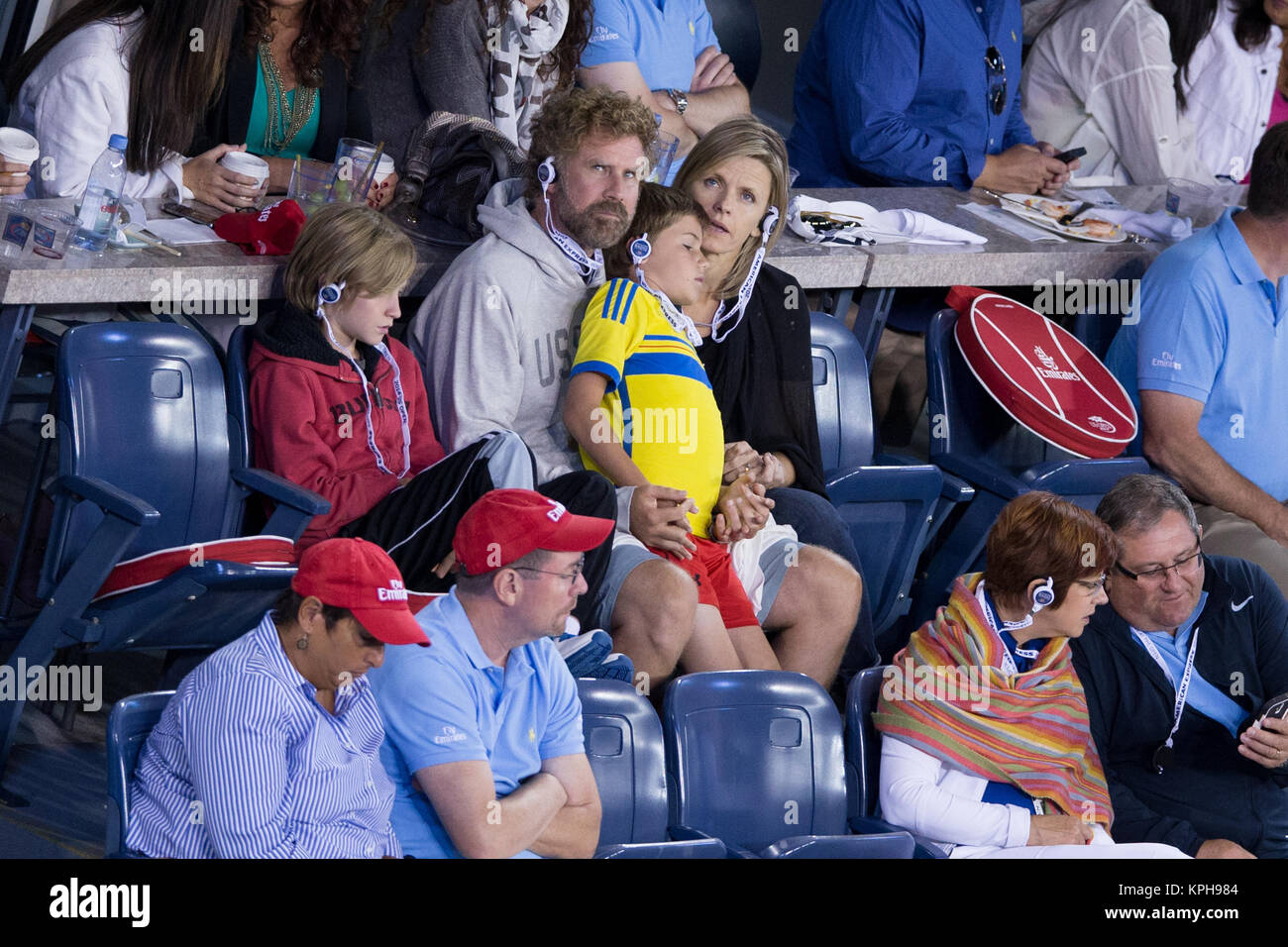 FLUSHING NY- AUGUST 29: Will Ferrell, Viveca Paulin, Magnus Ferrell ...