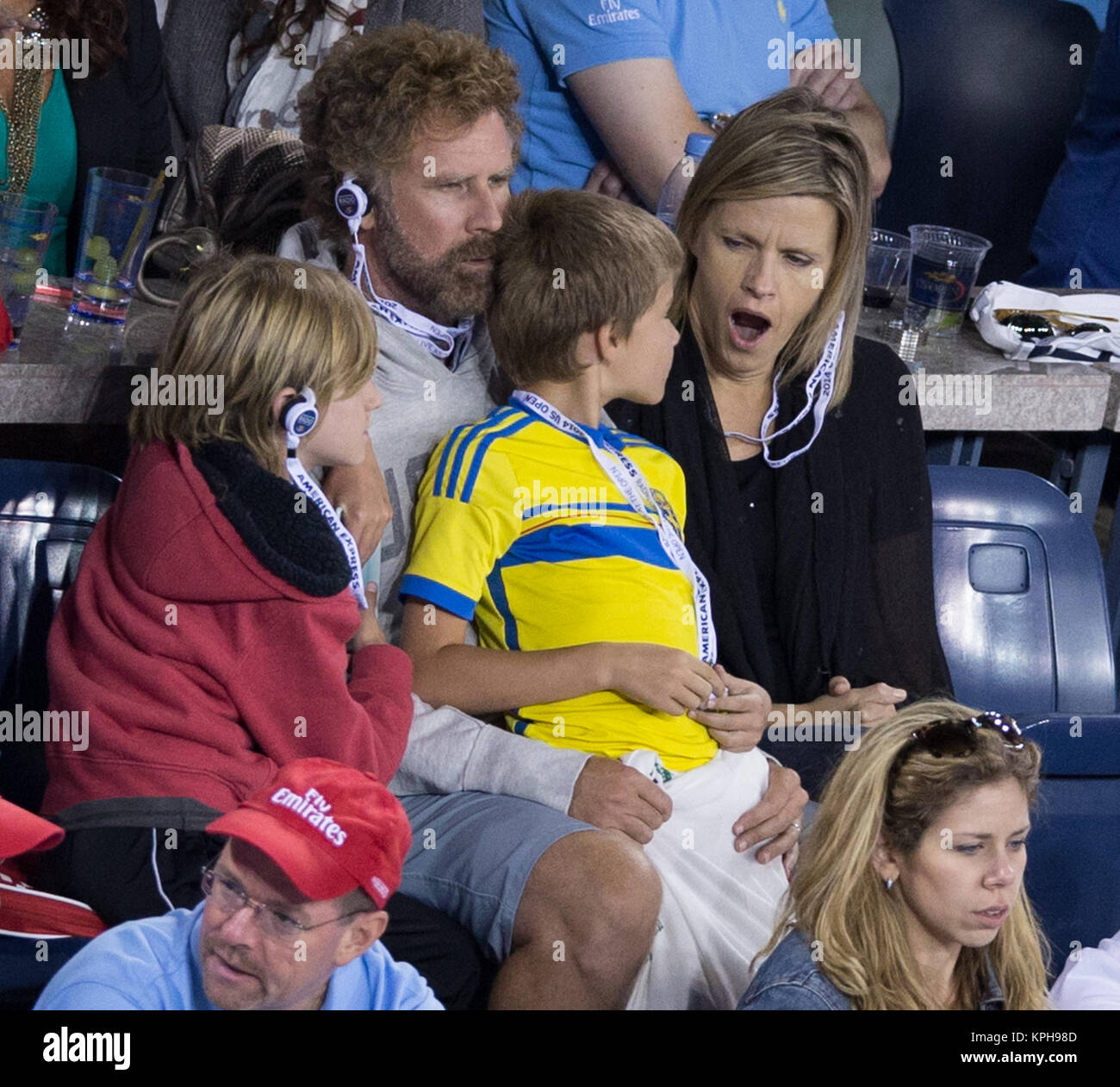 FLUSHING NY- AUGUST 29: Will Ferrell, Viveca Paulin, Magnus Ferrell ...