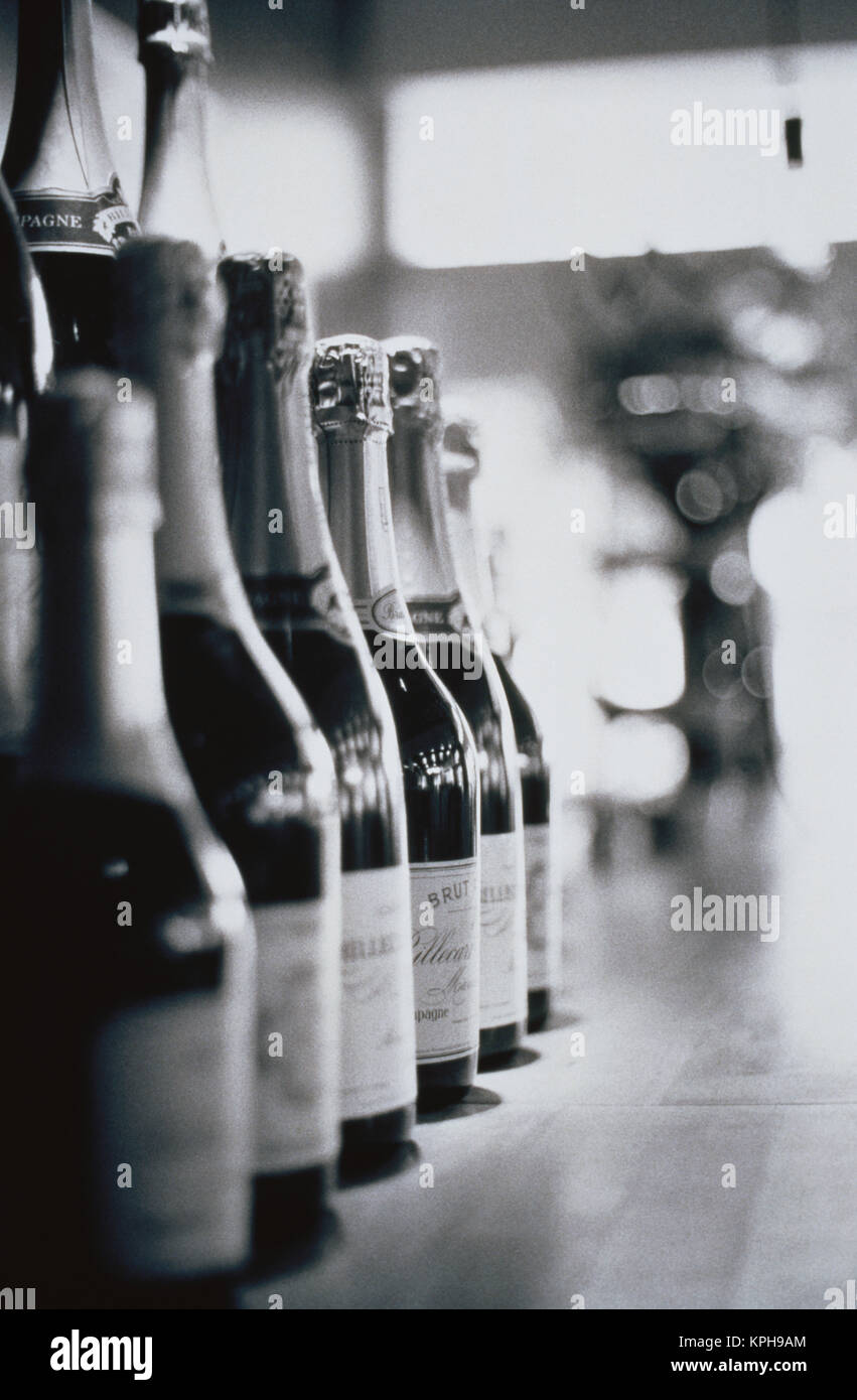 Champagne bottles in a row (Large format sizes available Stock Photo ...