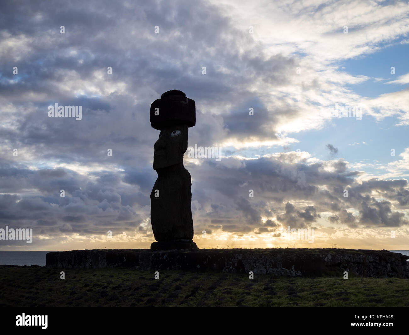 The Pukao of the Easter Island Moai, Chile Stock Photo - Alamy