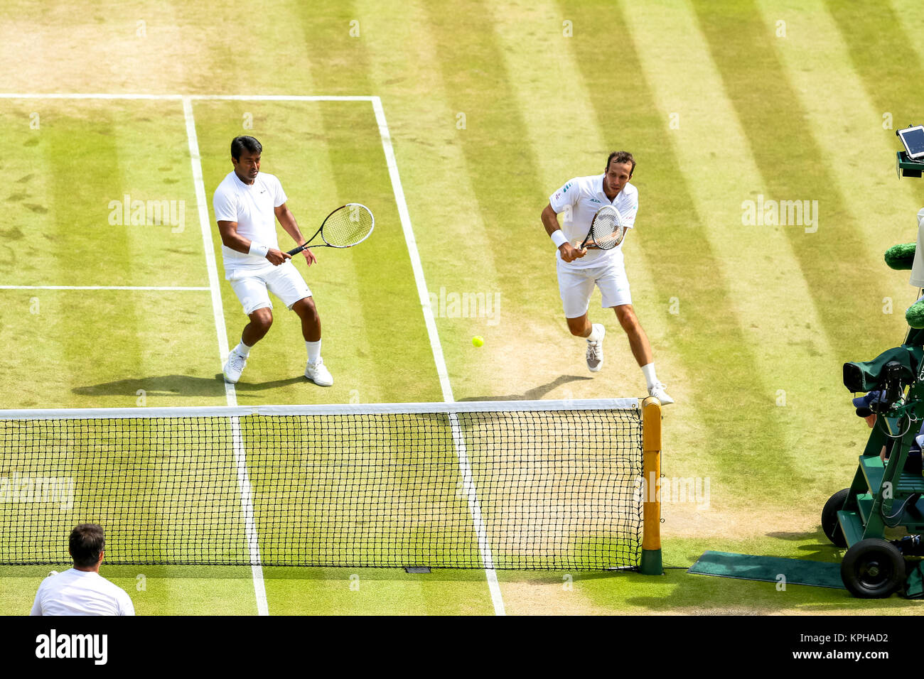LONDON, ENGLAND - JULY 03: Leander Paes, Radek Stepanek on day ten of ...