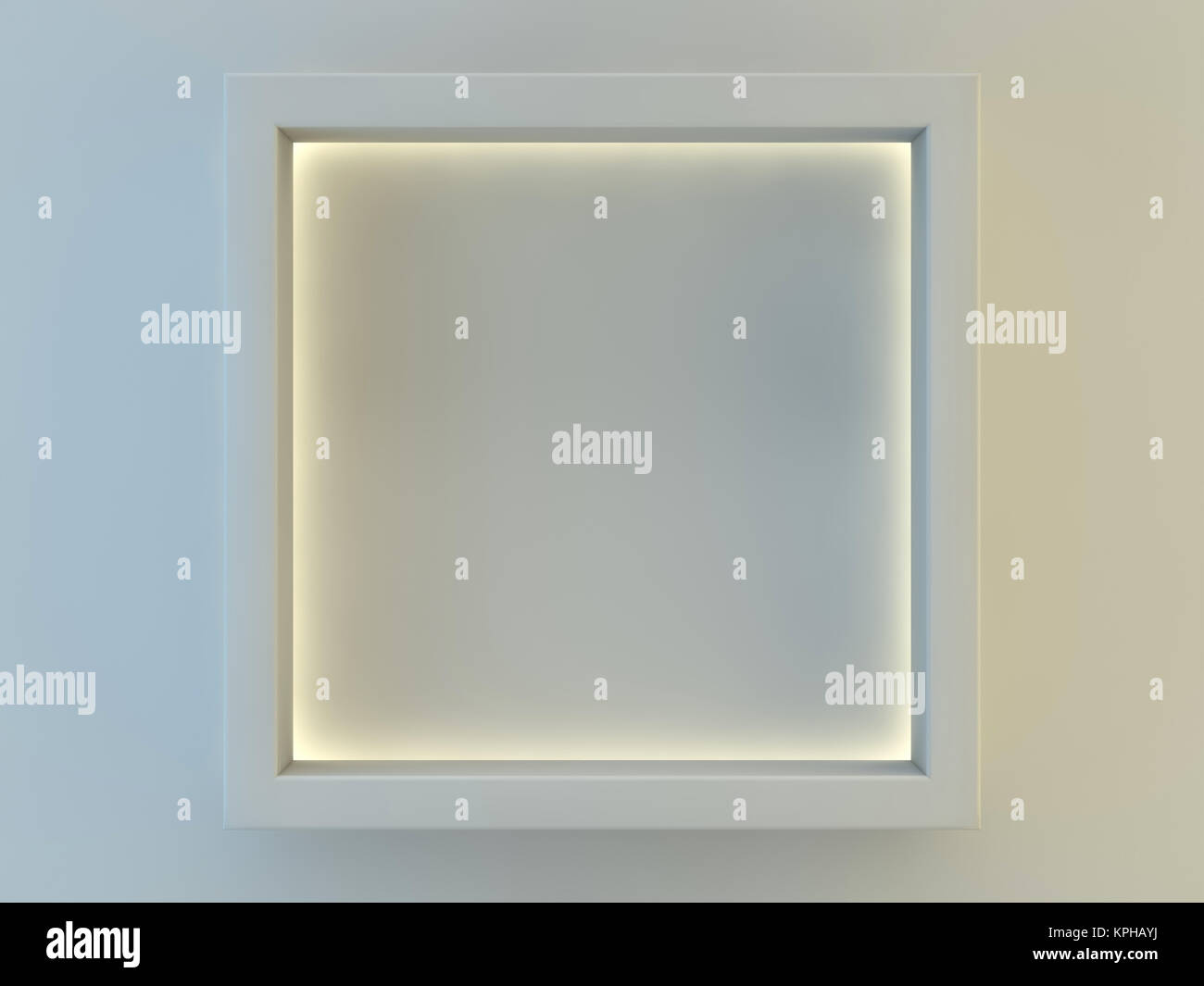 Frame on the wall with light lamps. 3D rendering Stock Photo - Alamy