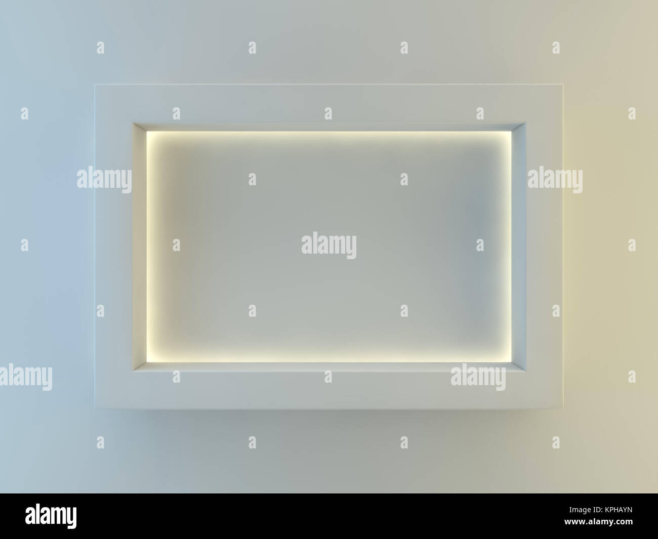 Frame on the wall with light lamps. 3D rendering Stock Photo - Alamy